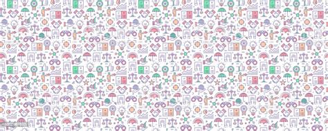 트렌디한 선형 스타일의 핵심 값에 대한 디자인 템플릿 및 요소 벡터 세트 코어 값과 관련된 선형 아이콘이 있는 원활한 패턴 벡터