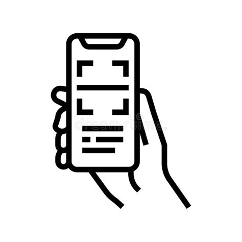 Scanning Qr Code Phone App Line Icon Vector Isolated Illustration Stock Illustration
