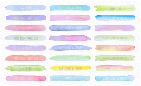 컬렉션 벡터 레이블 태그 요소 흰색 종이 텍스처 배경에 그려진 손에서 수채화 브러시 페인트 스트로크를 설정 0명에 대한 스톡 벡터 아트 및 기타 이미지 Istock