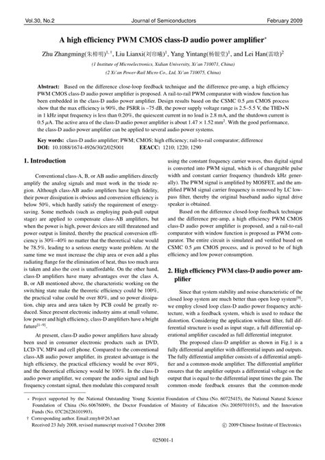 Pdf A High Efficiency Pwm Cmos Class D Audio Power Amplifier