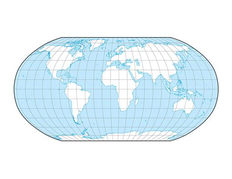 Robinson Projection Blank World Map Blank Robinson Projection Stock