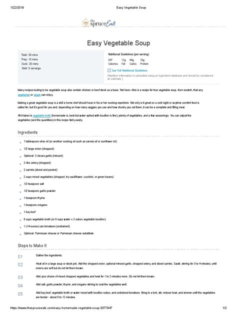 Easy Vegetable Soup Pdf