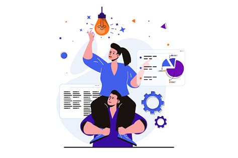 웹 배너 디자인을 위한 팀워크 모던 플랫 컨셉 직원들은 프로젝트에 대한 새로운 아이디어를 브레인스토밍하고 구현하고 서로를 지원하고 함께 일합니다 격리된 사람 장면의 벡터