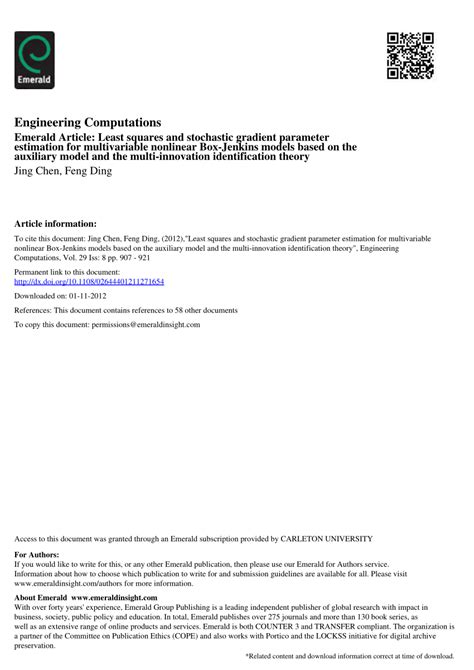 Pdf Least Squares And Stochastic Gradient Parameter Estimation For