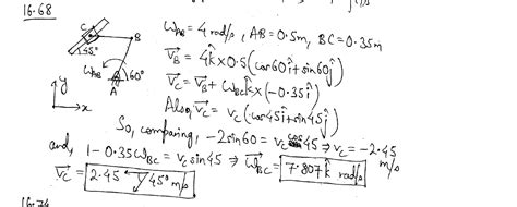 Solved 16 68 Knowing That Angular Velocity Of Link Ab Is Wab 4 Rad