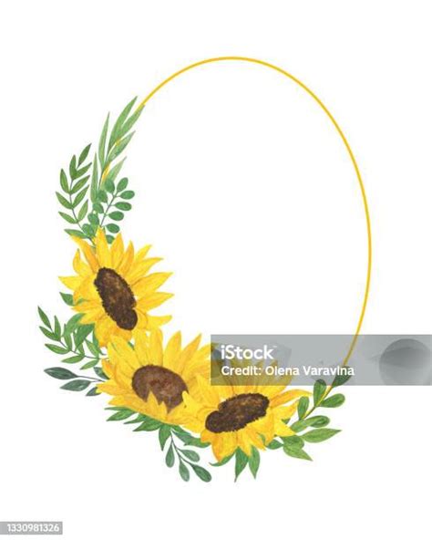 해바라기와 잎 타원형 프레임 꽃 구성 수채화 일러스트 농업 식물 여름 꽃다발 추수 감사절 인사말 카드 보헤미안 장식 결혼식 초대 템플릿 가을에 대한 스톡 벡터 아트 및 기타