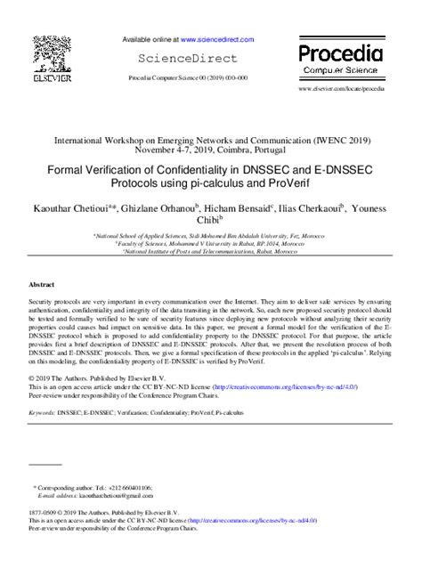 Pdf Formal Verification Of Confidentiality In Dnssec And E Dnssec