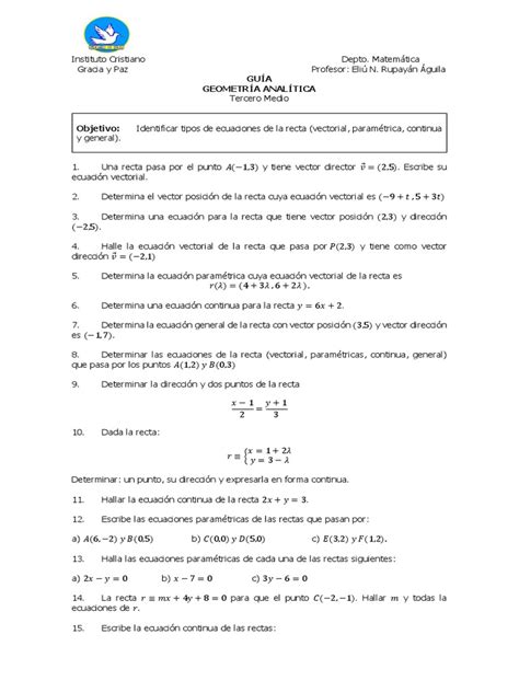 Guía Ecuacion Vectorial Descargar Gratis Pdf Línea Geometría Vector Euclidiano