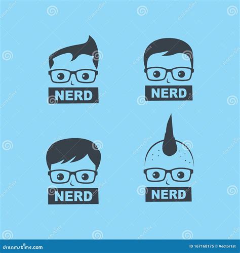 Nerd Geek Guy Cartoon Character Sign Logo Vector Stock Vector Illustration Of Genius