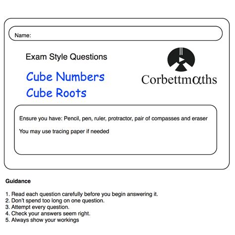 Cube Numbers And Cube Roots Practice Questions Corbettmaths