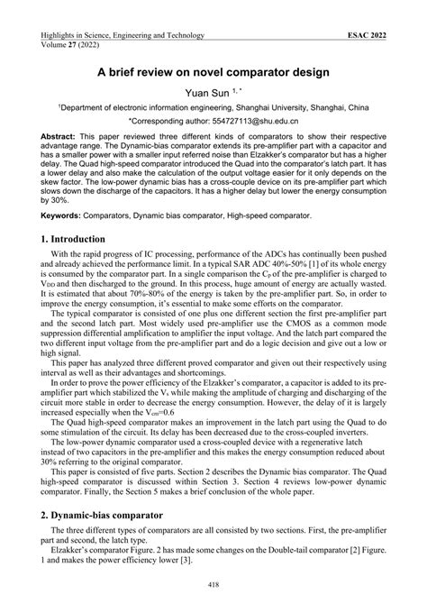 Pdf A Brief Review On Novel Comparator Design