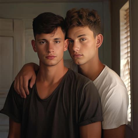 Premium Ai Image Two Young Men Hugging Each Other
