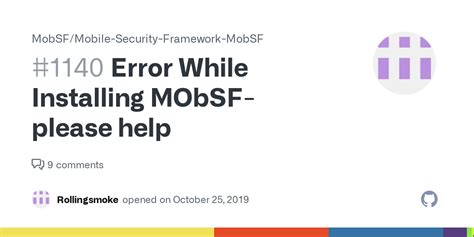Error While Installing Mobsf Please Help · Issue 1140 · Mobsfmobile Security Framework Mobsf