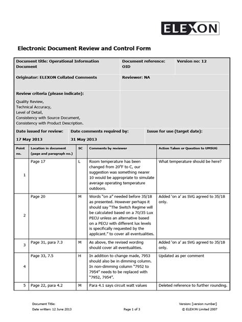Document Review Form Template Pdf