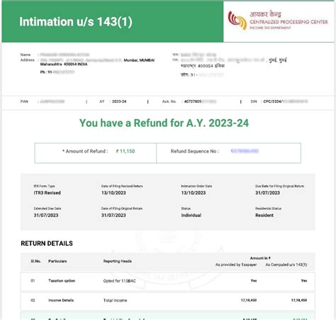 Intimation Under Section 1431 Of Income Tax Act Taxconcept