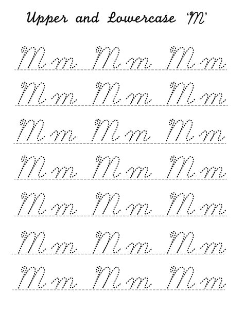 Cursive M Worksheets To Practice Capital Upper And Lowercase Letter Ms Printerfriendly