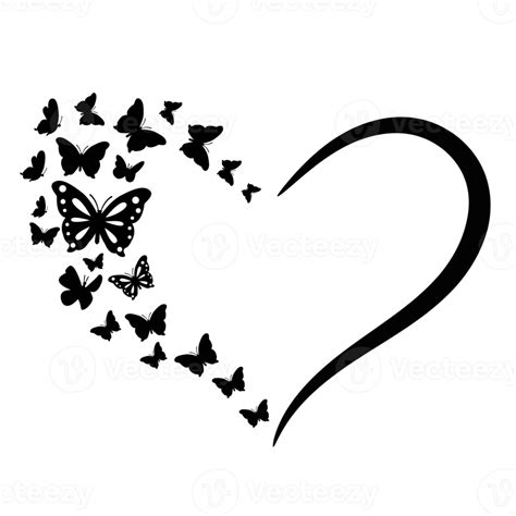 Mariposas Voladoras En Patrón De Marco De Forma De Corazón Heart