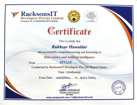 Rukhsar Hawaldar On Linkedin Datascience Ai Racksonsit