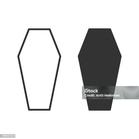 관 세트 관 윤곽선 실루엣 아이콘 기호 장례식 표지판입니다 벡터 일러스트 레이 션 이미지 공포 무서움에 대한 스톡 벡터 아트 및