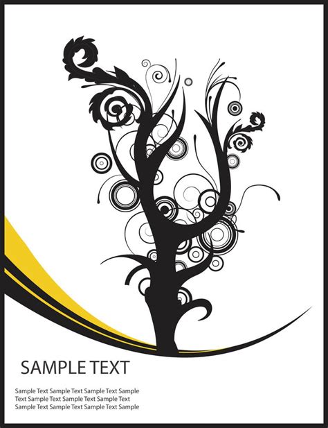 나무와 파동 벡터와 추상 꽃 배경 Eps Ai Uidownload