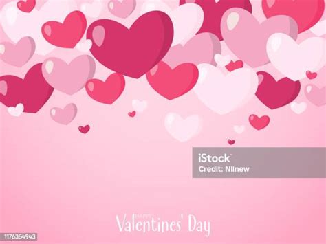 해피 발렌타인 데이 텍스트와 복사 공간 핑크 배경에 핑크 톤의 마음의 발렌타인 데이 배경 벡터 그림입니다 2월에 대한 스톡 벡터