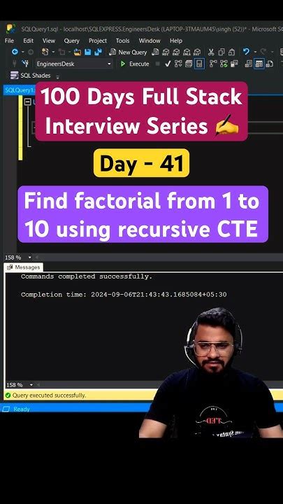 Day41 How To Find Factorial Of Numbers From 1 To 10 Using Recursive Cte Coding Sql
