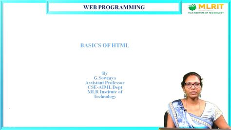 Lec02 Web Programming Basics Of Html By Mrs G Sowmya Youtube