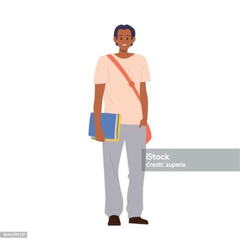 긍정적인 미소를 짓고 있는 소년 학생은 오프라인 또는 온라인 교육 과정을 위해 준비했다 얼간이에 대한 스톡 벡터 아트 및 기타 이미지 얼간이 가방 감정 Istock