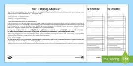 Year 1 Writing Checklist English Assessments KS1