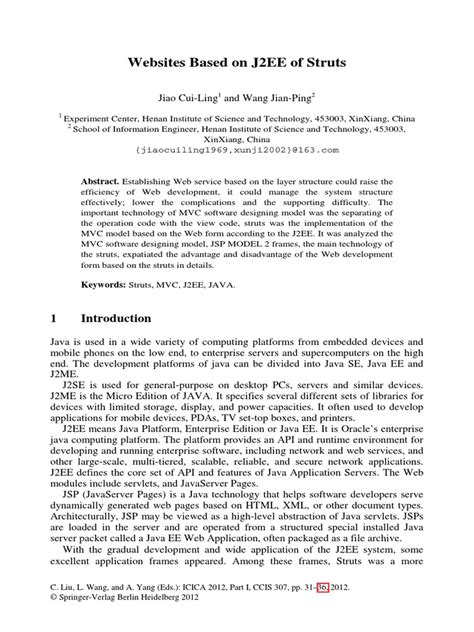 Paper 2 Websites Based On J2ee Of Struts Pdf Java Programming