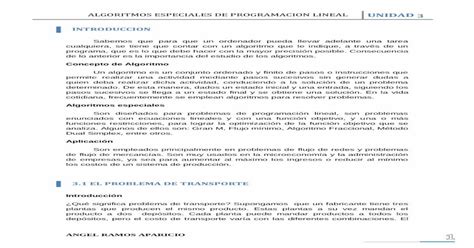 Unidad 3 Algoritmos Especiales De Programacion Lineal Download Pdf