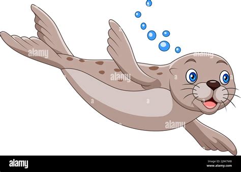 Cartoon Seal Swimming On White Background Stock Vector Image And Art Alamy