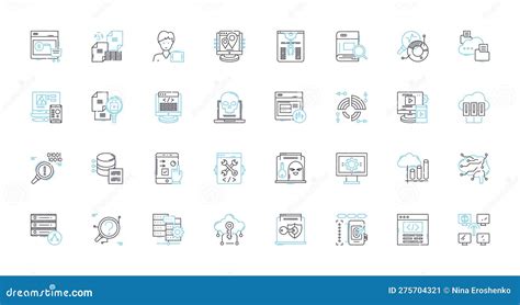 Software Computing Linear Icons Set Algorithm Api Application Bytecode Compiler Database