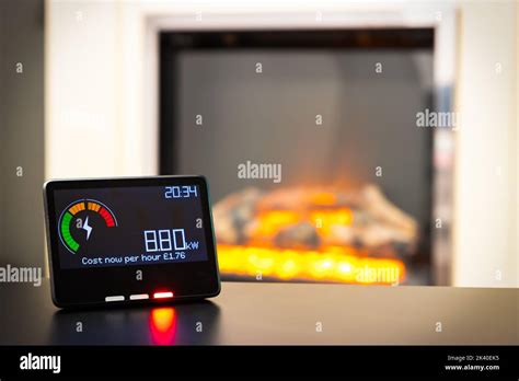 Smart Meter Showing High Energy Costs And An Electric Fire In The
