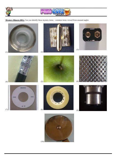 Mystery Objects 001 Can You Identify These Mystery Pubs Quiz