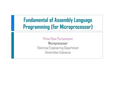 Ppt Fundamental Of Assembly Language Programming For Microprocessor Powerpoint Presentation