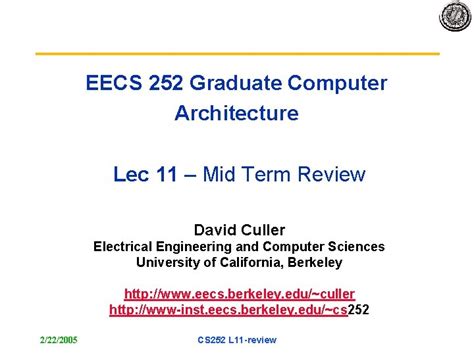 Eecs 252 Graduate Computer Architecture Lec 11 Mid
