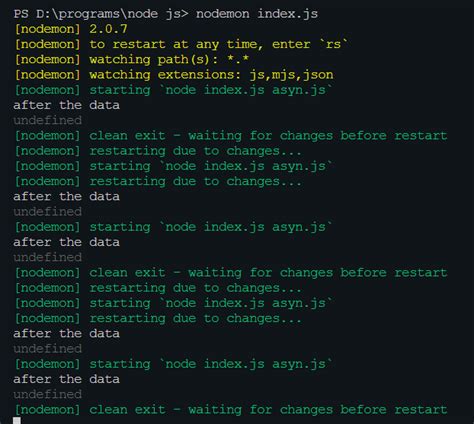 Javascript Nodemon Show Undefined In Terminal Stack Overflow