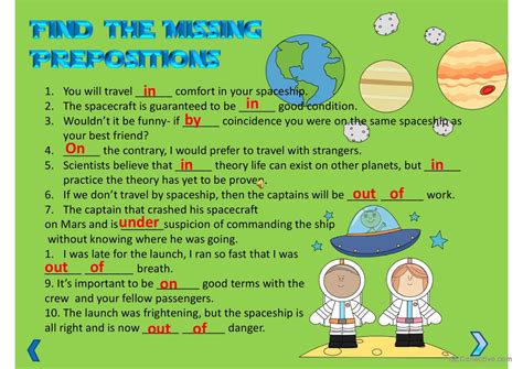 Lost In Space Missing Prepositions English Esl Powerpoints