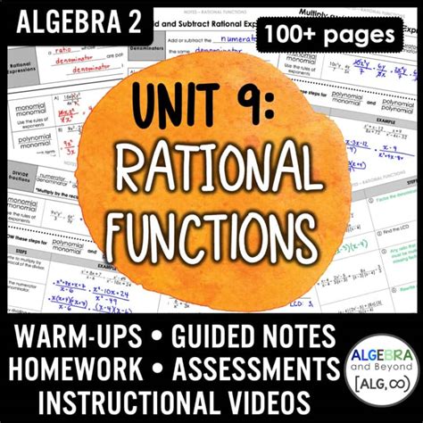 Rational Functions Unit Guided Notes Videos Homework Assessments Algebra 2