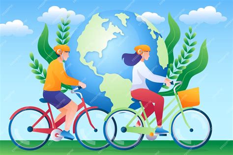 그라디언트 세계 자전거의 날 그림 프리미엄 벡터