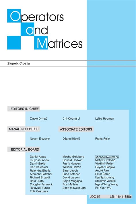 Operators And Matrices Element Doo Za Nakladništvo