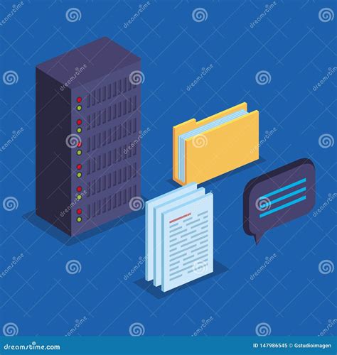 big data server storage with documents and chat bubble stock illustration illustration of