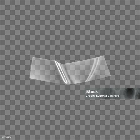 투명 한 배경에 격리 된 투명 한 접착제 플라스틱 테이프 사진 및 종이 기구를위한 구겨진 접착제 플라스틱 스티커 테이프 사실적인