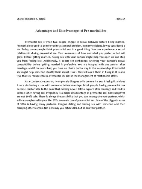 Advantages And Disadvantages Of Pre Marital Sex Pdf