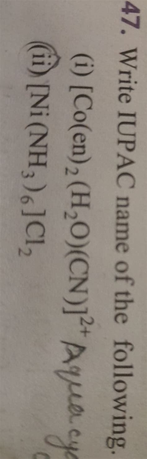 Write Iupac Name Of The Following I Left[ Mathrm { Co } Mathrm