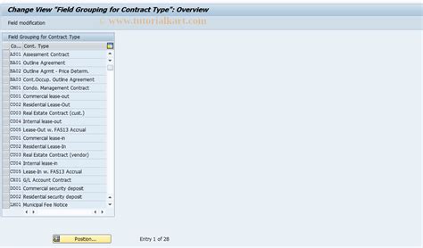 RECNAA SAP Tcode Contract Type Field Modification