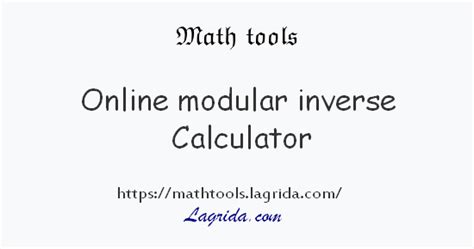 Online Modular Inverse Calculator Online Math Tools