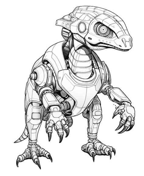 Premium AI Image A Drawing Of A Robot Dinosaur With A Helmet On Generative Ai