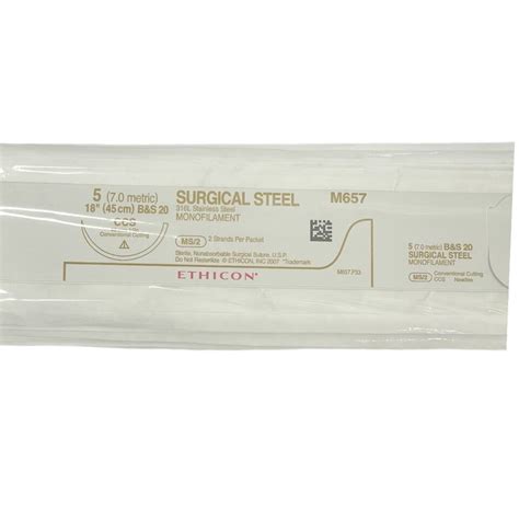New Ethicon Ref M65g Surgical Stainless Steel Sutureconventional